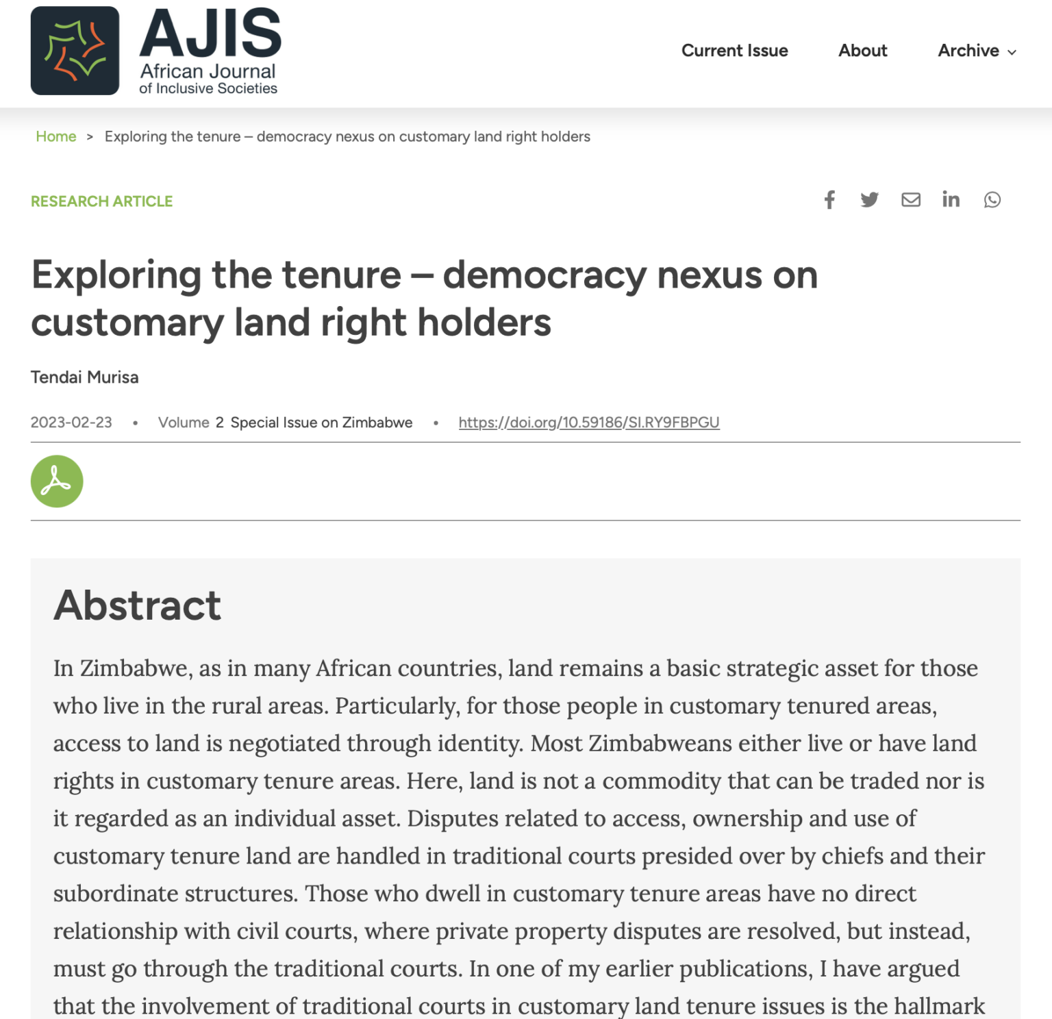 Latest Developments on Land Tenure Reforms in Zimbabwe – SIVIO Connect